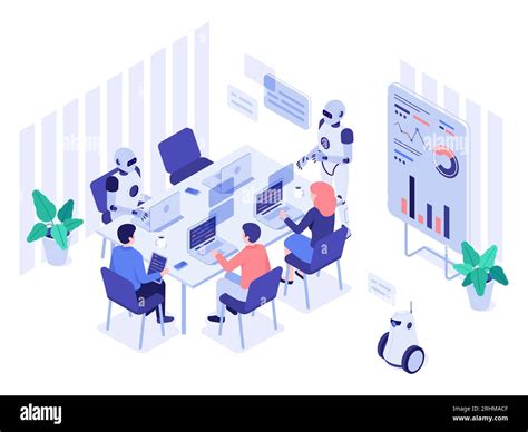 Robot And Human Office Workers Robotic Worker Humans And Robots Work