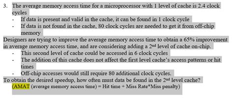 Solved 3 The Average Memory Access Time For A
