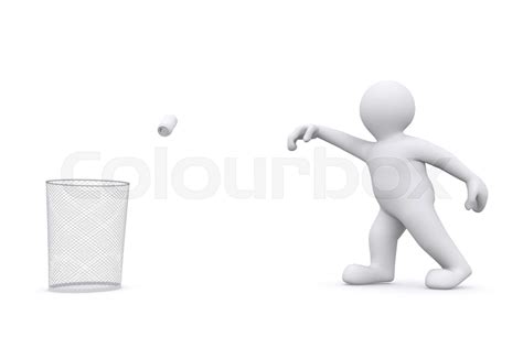 D White Man Throwing Can In Garbage Stock Image Colourbox