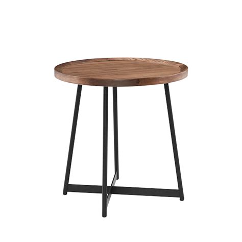 Niklaus 20 Round Modern Side Table Walnut Black