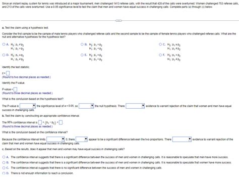 Solved A Test The Claim Using A Hypothesis Test Null And Chegg