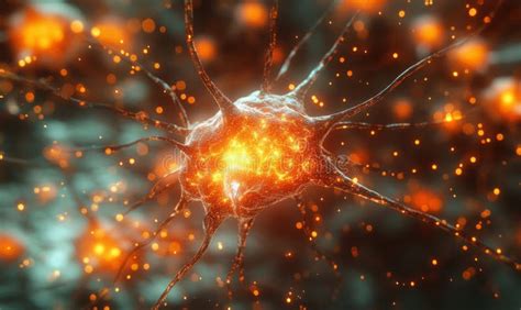 3d Model Of Neuron Cells With Synapses Firing Electrical Signals