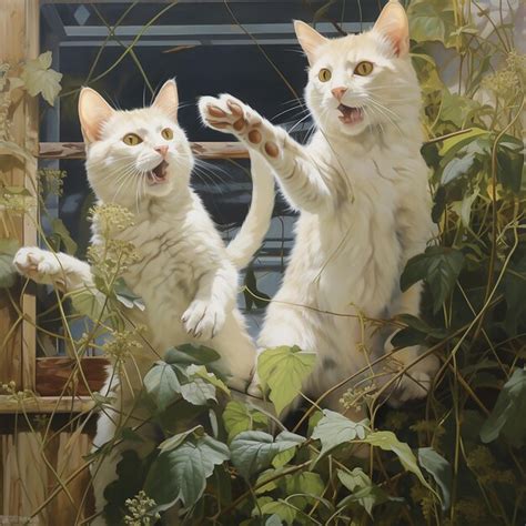 Premium Photo Two Cats Playing Together