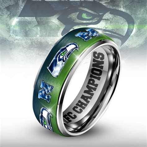 Seattle Seahawks 2026 Super Bowl Silver Tungsten Ring East Blue Fashion