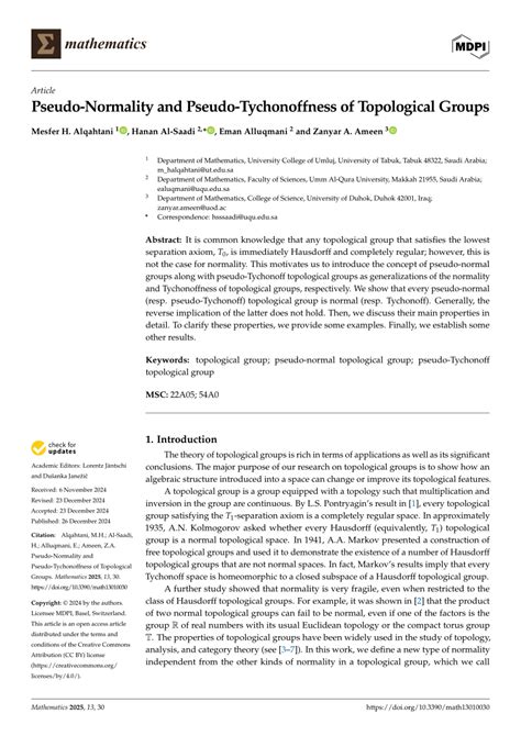 Pdf Pseudo Normality And Pseudo Tychonoffness Of Topological Groups