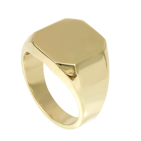 Mens Signet Ring In 14k Yellow Solid Gold Mens Pinky Ring Mens So