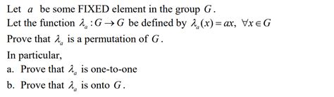 solved a let a be some fixed element in the group g let the