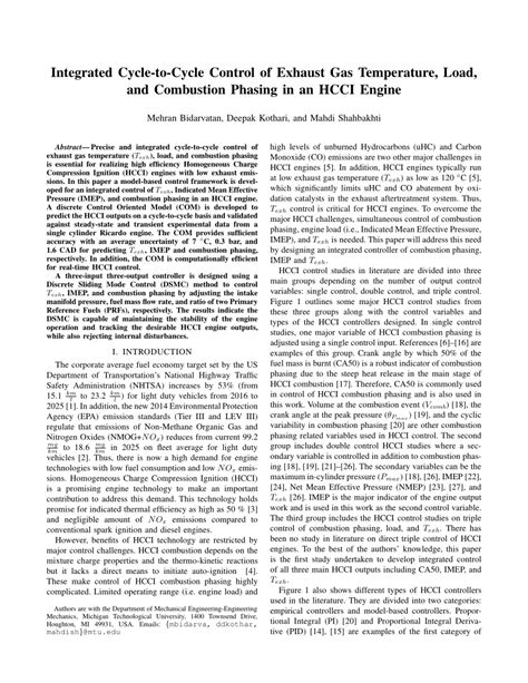 Pdf Integrated Cycle To Cycle Control Of Exhaust Gas Temperature Load And Combustion Phasing