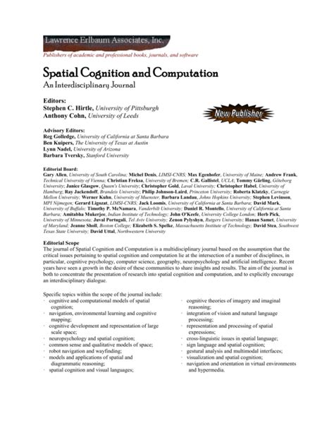 Spatial Cognition And Computation