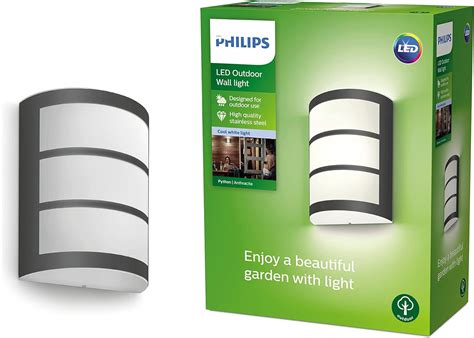 philips led python outdoor 6w wall light [cool white anthracite grey
