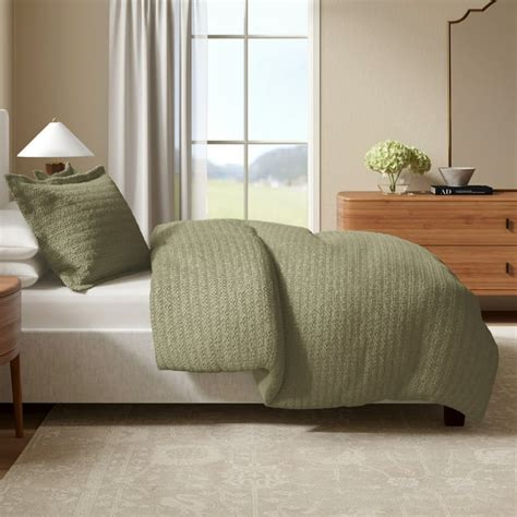 Great Bay Home 3 Piece Duvet Cover Set 100 Cotton Honeycomb Waffle