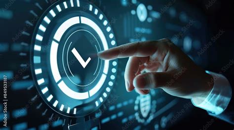 Futuristic Touch Interface With Glowing Checkmark Digital Approval And