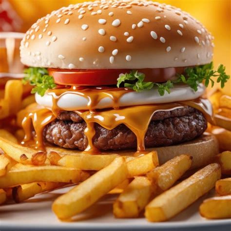 Premium Ai Image The Fresh And Delicious Cheesy Double Hamburger With