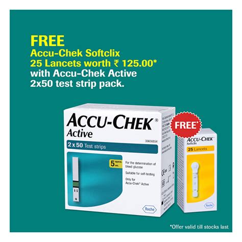 Buy Accu Chek Active Test Strip 100 S Accu Chek Softclix Lancets 25 S Combo Pack 1 S Online