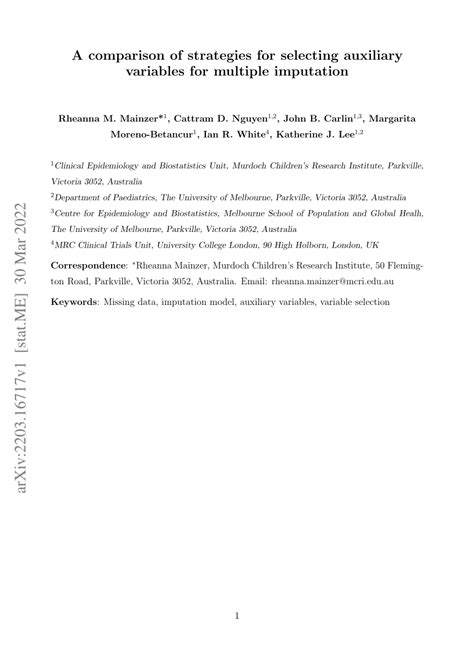 Pdf A Comparison Of Strategies For Selecting Auxiliary Variables For