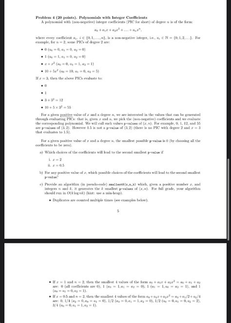 Solved Problem 4 20 Points Polynomials With Integer