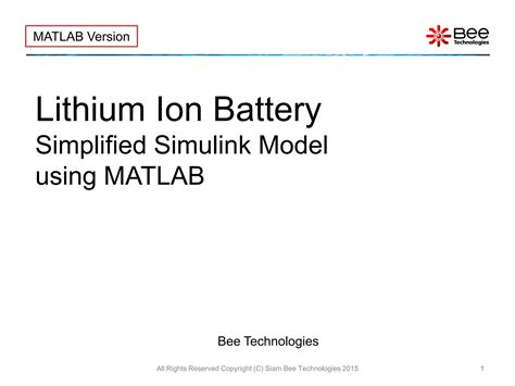 Lithium Ion Battery Simplified Simulink Model Using Matlab Pdf