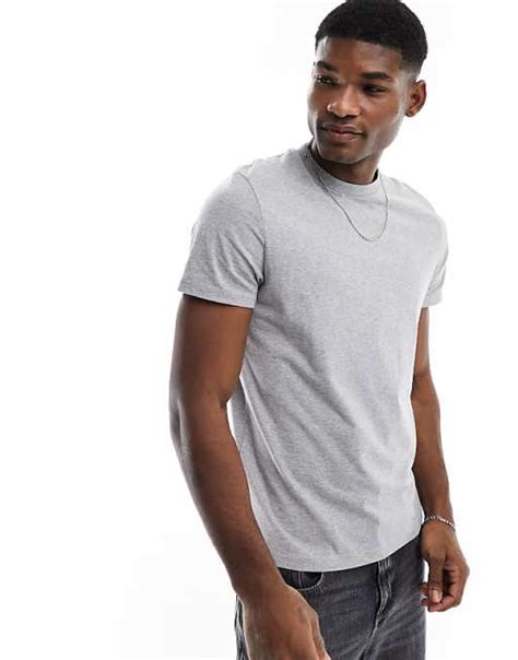 Asos Design Essential Crew Neck T Shirt In Grey Marl Asos