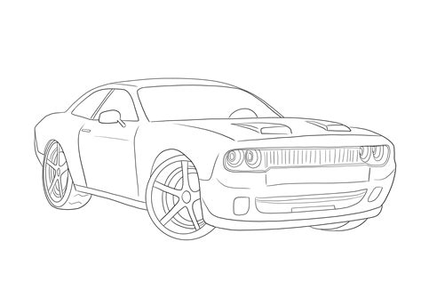 Free And Super Cool Dodge Challenger Hellcat Coloring Sheet To Print Or