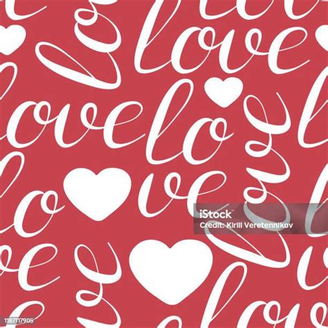 사랑 레터링 마음과 행복한 발렌타인 데이 또는 결혼식을위한 속담과 손으로 그린 원활한 패턴 로맨틱 카드 배경입니다 격언에 대한 스톡 벡터 아트 및 기타 이미지 Istock