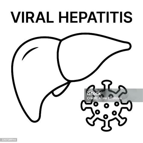 바이러스성 간염 벡터 아이콘은 건강 및 의료 교육에 대 한 흰색 배경에 바이러스 묘사와 함께 간 간염을 나타냅니다 A 형 간염에 대한 스톡 벡터 아트 및 기타 이미지