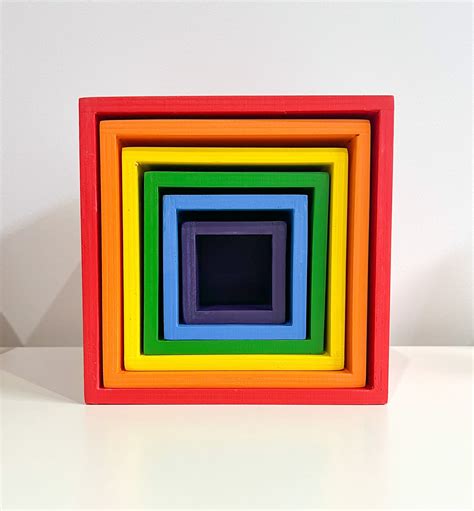 Wooden Rainbow Stacking Boxes Etsy