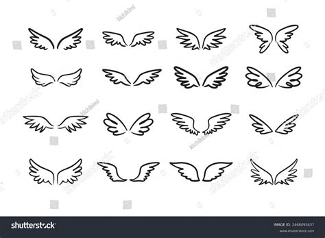 Doodle Hand Drawn Sketch Angel Wings Stock Vector Royalty Free