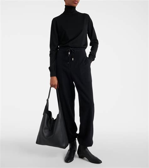 Bonnette Cashmere Blend Straight Pants In Blue The Row Mytheresa