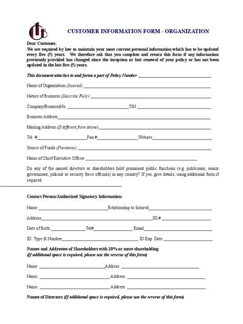 Icb Cdd Customer Info Form Companies Businesses Pdf