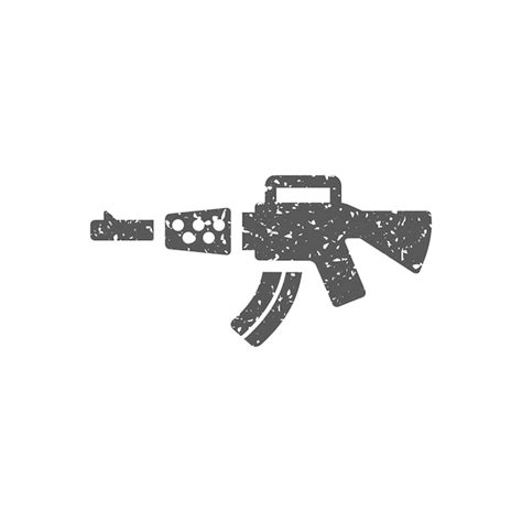 Premium Vector Assault Riffle Icon In Grunge Texture Vector Illustration