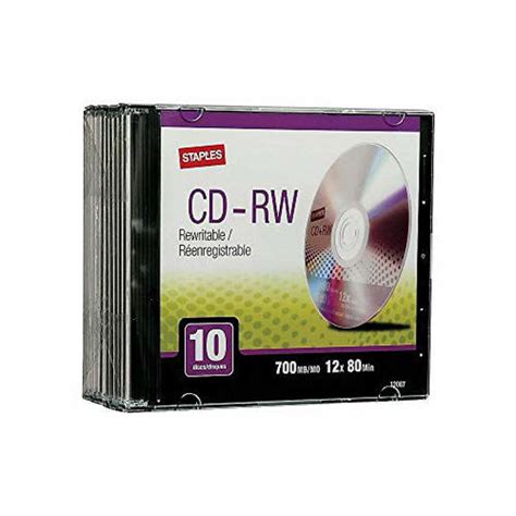 Getuscart Staples Cd Rw Rewritable With Slim Cd Slim Case 10 Pieces