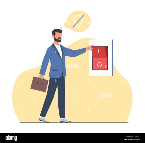 Saving Electricity Man Turns Off Circuit Breaker Business Man Press