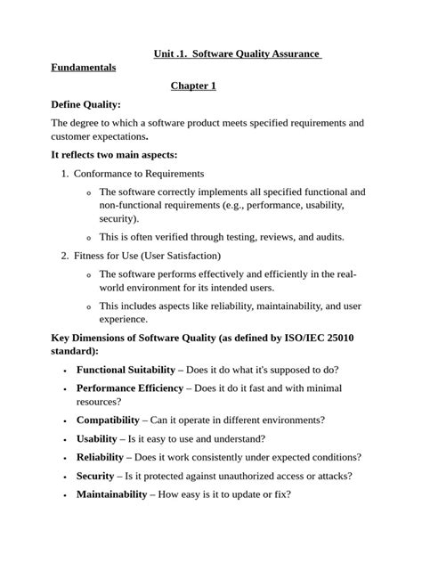 Unit 1 Software Quality Assurance Fundamental Pdf Software Testing