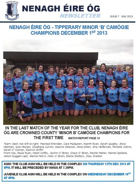 Nenagh Eire Og November Edition Pdf Munster Gaa Gaelic Games