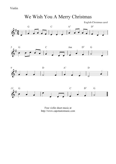 Easy Sheet Music For Beginners We Wish You A Merry Christmas Free
