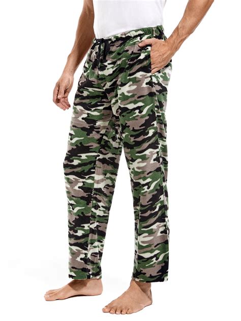 Dg Hill Mens Microfleece Pajama Pants Plaid Or Camo With Pockets Moisture Wicking Xs Xxl