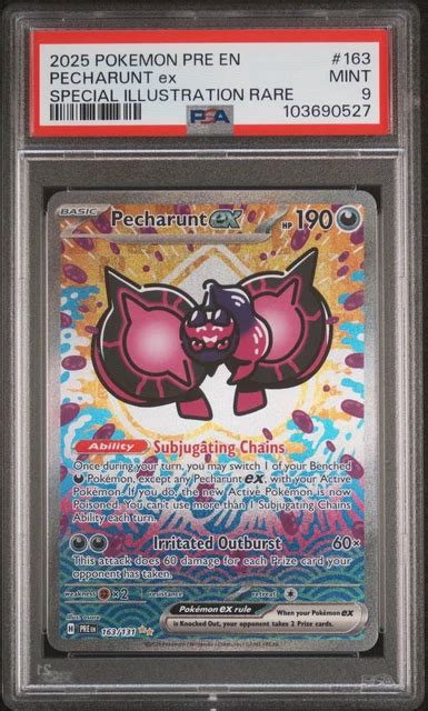 2025 Pokemon Pre En Prismatic Evolutions 163 Pecharunt Ex Psa 9 £3881