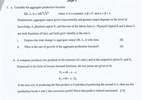 Solved Consider The Aggregate Production Function F K L