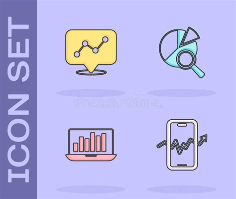 Set Mobile Stock Trading Graph Chart Infographic Laptop With And
