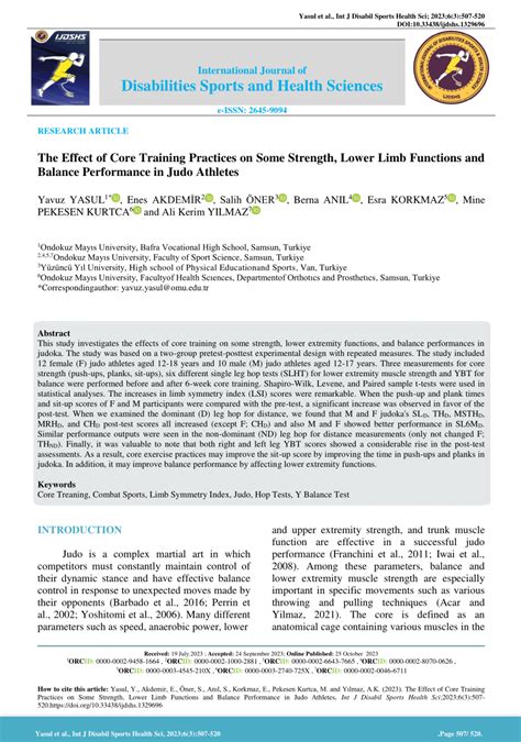 Pdf The Effect Of Core Training Practices On Some Strength Lower Limb Functions And Balance
