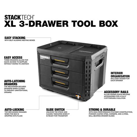 Stacktech Xl 3 Drawer Tool Box Toughbuilt Australia Toughbuilt