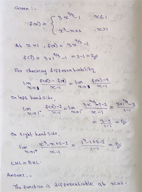 Solved Differentiability And Continuity Neral Direction Handwritten