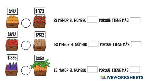 Mayor Menor O Igual Live Worksheets