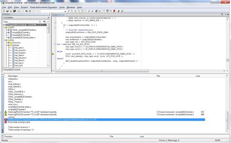 Cc2540 Simpleblecentral 128 Uuid Version Sleepcode Error After Linking On Build Bluetooth