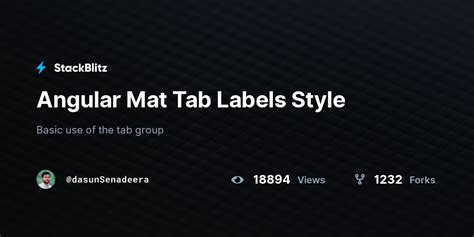 Angular Mat Tab Labels Style StackBlitz