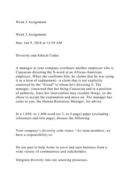 Week 2 Assignmentweek 2 Assignmentdue Jan 9 2018 At 125docx