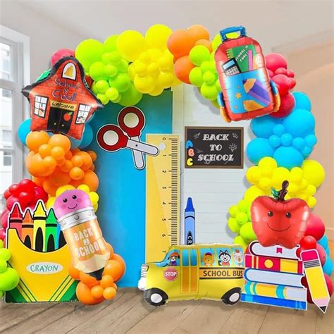 156pcs Back To School Balloon Garland Arch Kit School Bus House Pencil