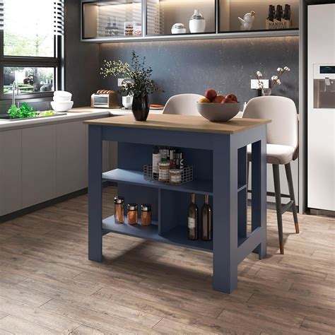 Espidoo Kitchen Island Cart With Open Shelves Modern
