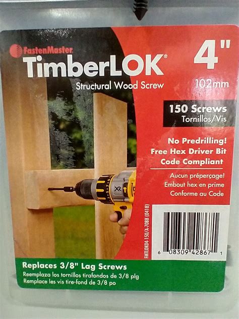 Fastenmaster 4″ Timberlok Structural Wood Screws 150 Count