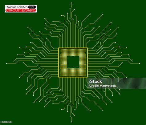 Cpu Microprocessor Microchip Circuit Board Stock Illustration